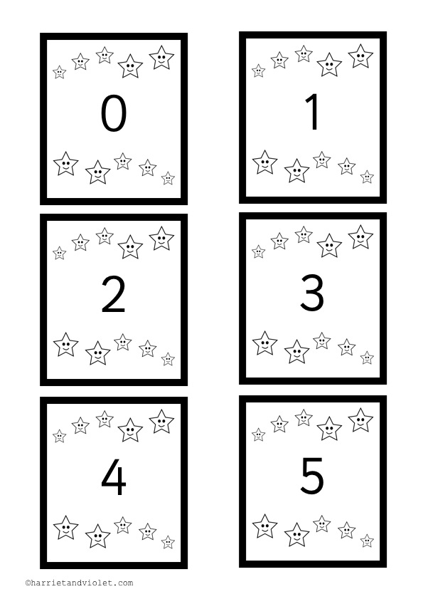 Star Number Flashcards 0-50 Black and White - Free Teaching Resources ...