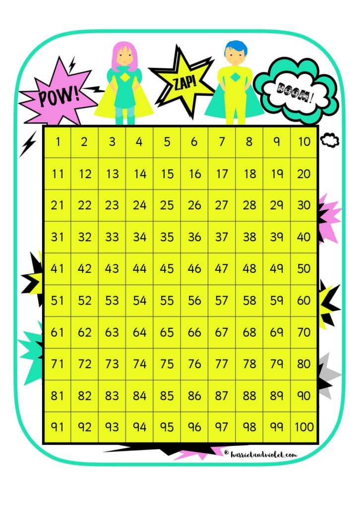 Superhero character - 100 hundred square - Printable Teaching Resources ...