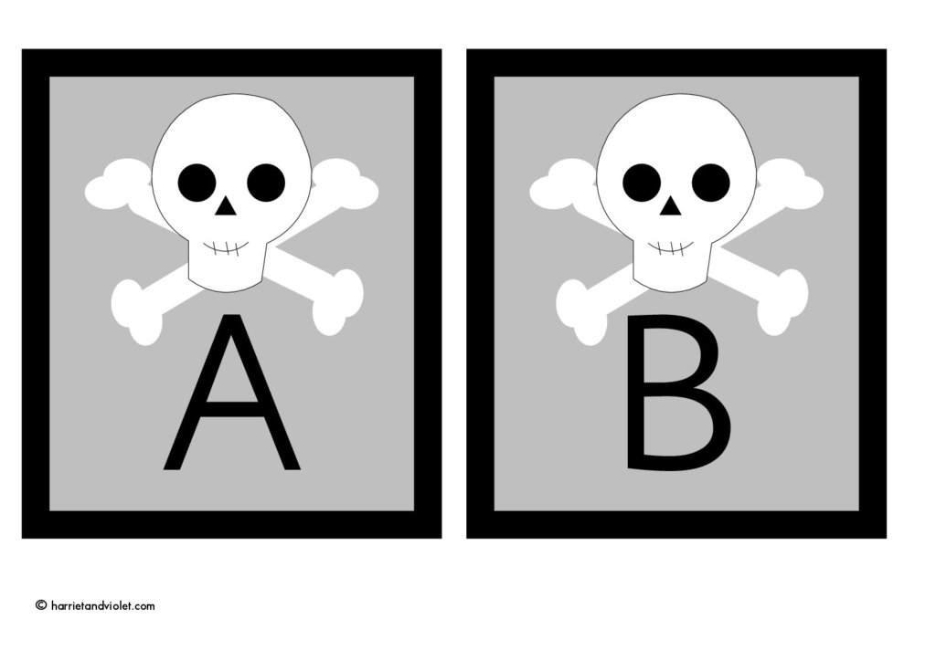 Skull & Crossbones - Alphabet Flashcards capital letters - Printable ...