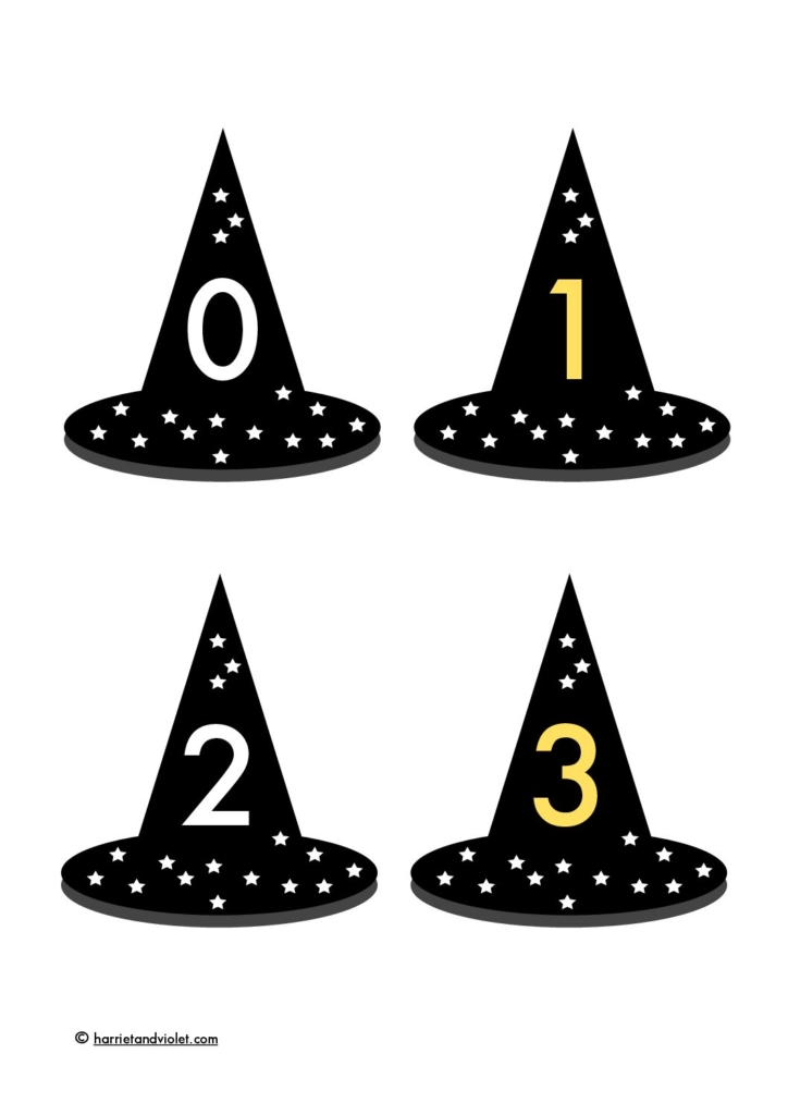 Witch hat flashcards 0-20 - Printable Teaching Resources - Print Play Learn