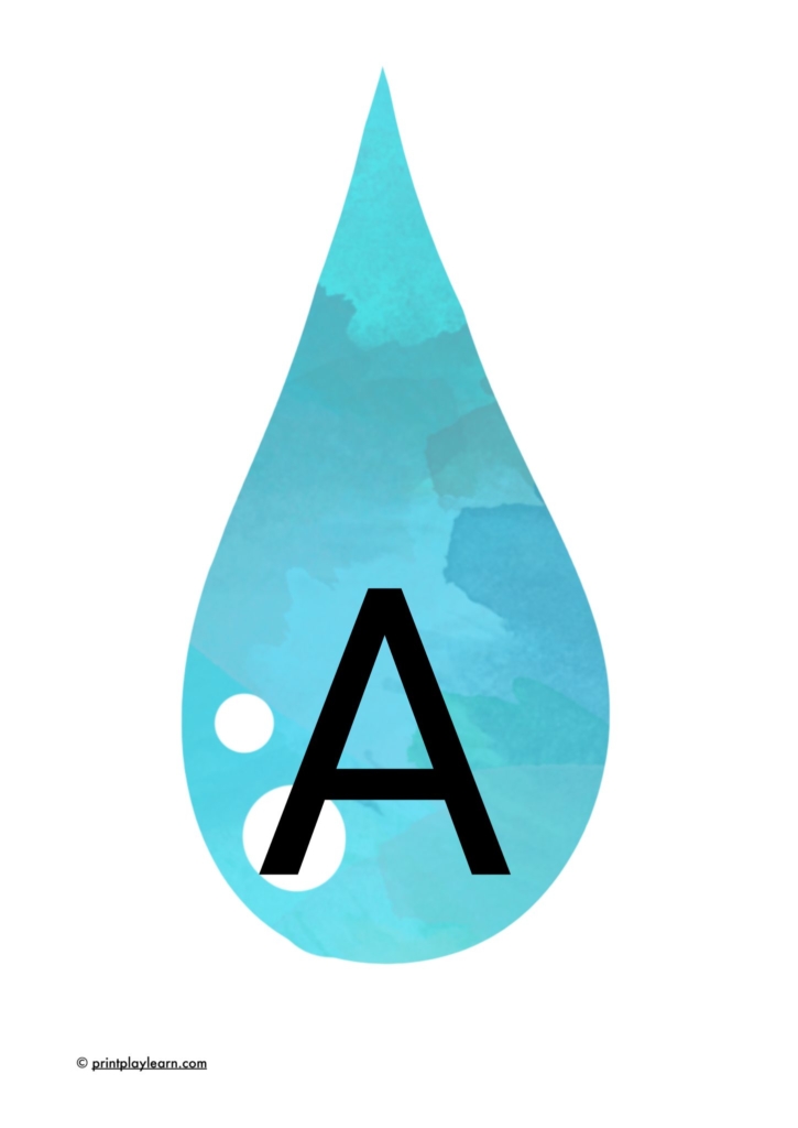 Water droplets A-Z .?!' - Printable Teaching Resources - Print Play Learn